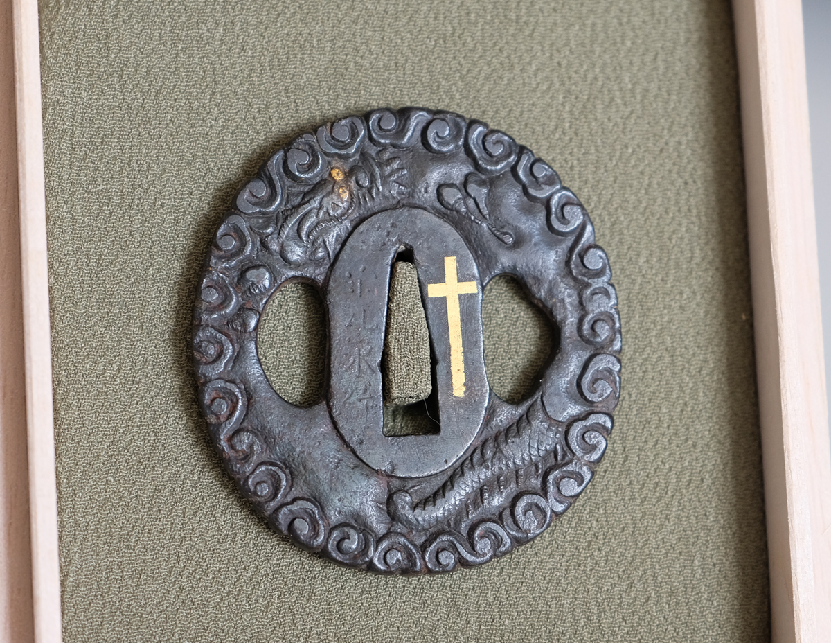 Very Rare Antique Japanese Edo Tsuba Cross and Dragon Kirishitan ...