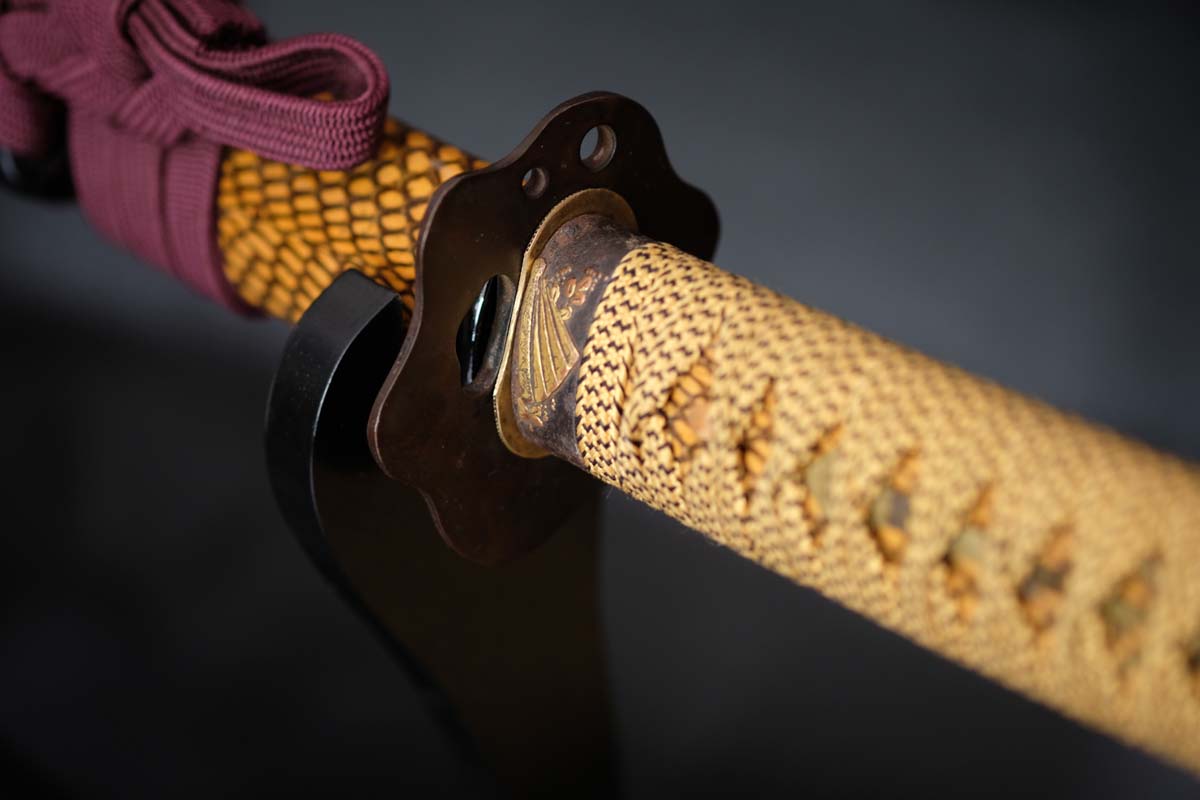 Antique Japanese Nagamaki high grade sanake Hokkaido snake skin Koshirae