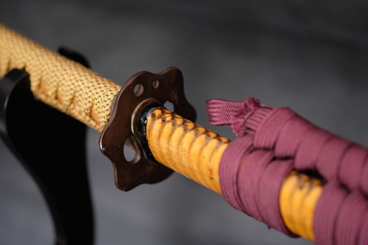 Antique Japanese Nagamaki high grade sanake Hokkaido snake skin Koshirae